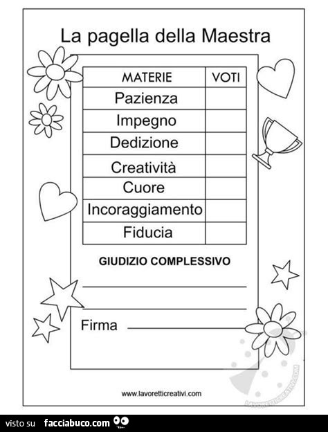 La pagella della maestra - Facciabuco.com
