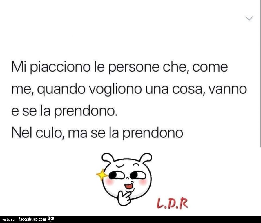 Mi piacciono le persone che, come me, quando vogliono una cosa, vanno e ...