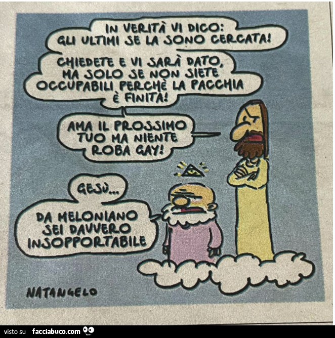 post satirico pubblicato da FarangTao - Facciabuco.com