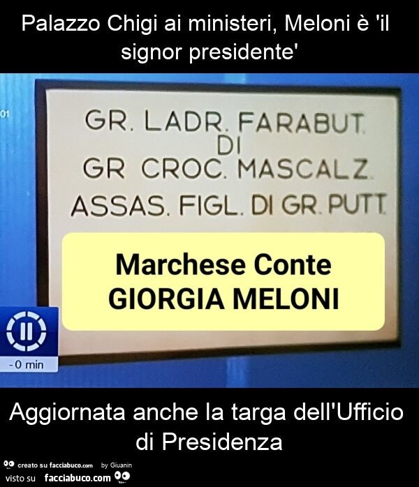 Palazzo chigi ai ministeri, meloni è 'il signor presidentè aggiornata ...