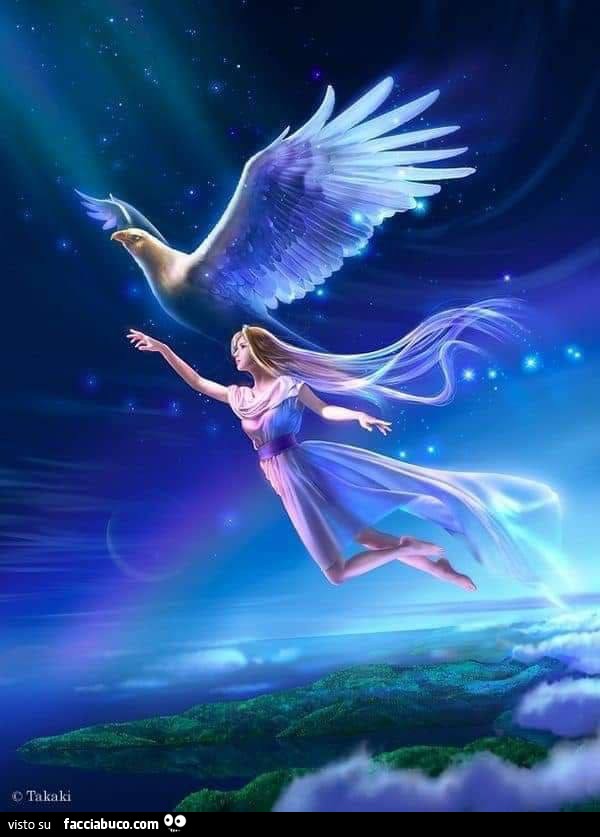 Donna in volo con falco - Facciabuco.com