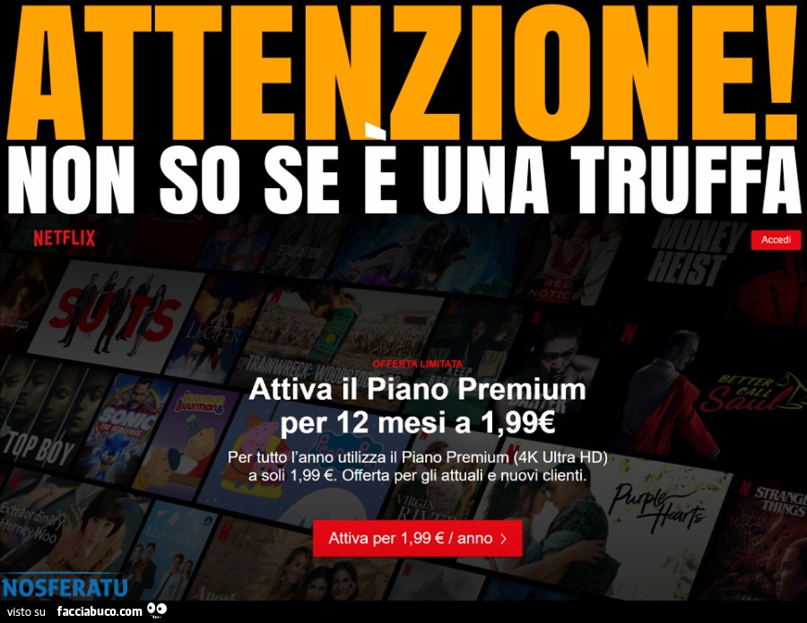 Netflix per 12 mesi a 1,99€ - Facciabuco.com