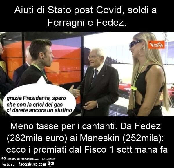 Aiuti di stato post covid, soldi a ferragni e fedez. Meno tasse per i ...
