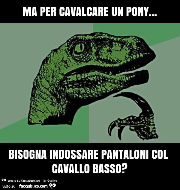 Ma per cavalcare un pony… bisogna indossare pantaloni col cavallo basso ...